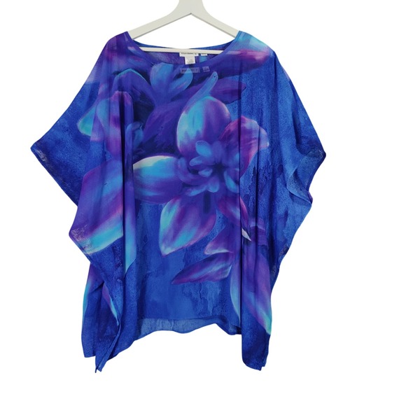 Susan Graver | Tops | Susan Graver Womens Sheer Floral Overlay Top Tank ...